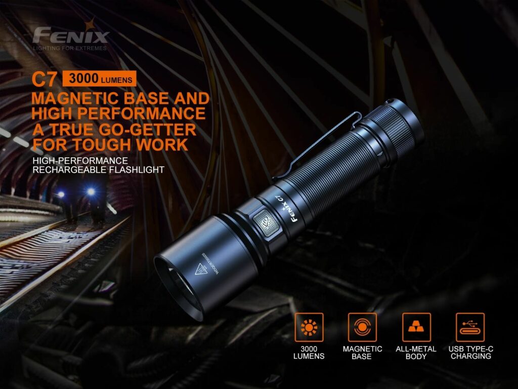 Fenix C7 Rechargeable High Performance Flashlight with Magnetic Base ...