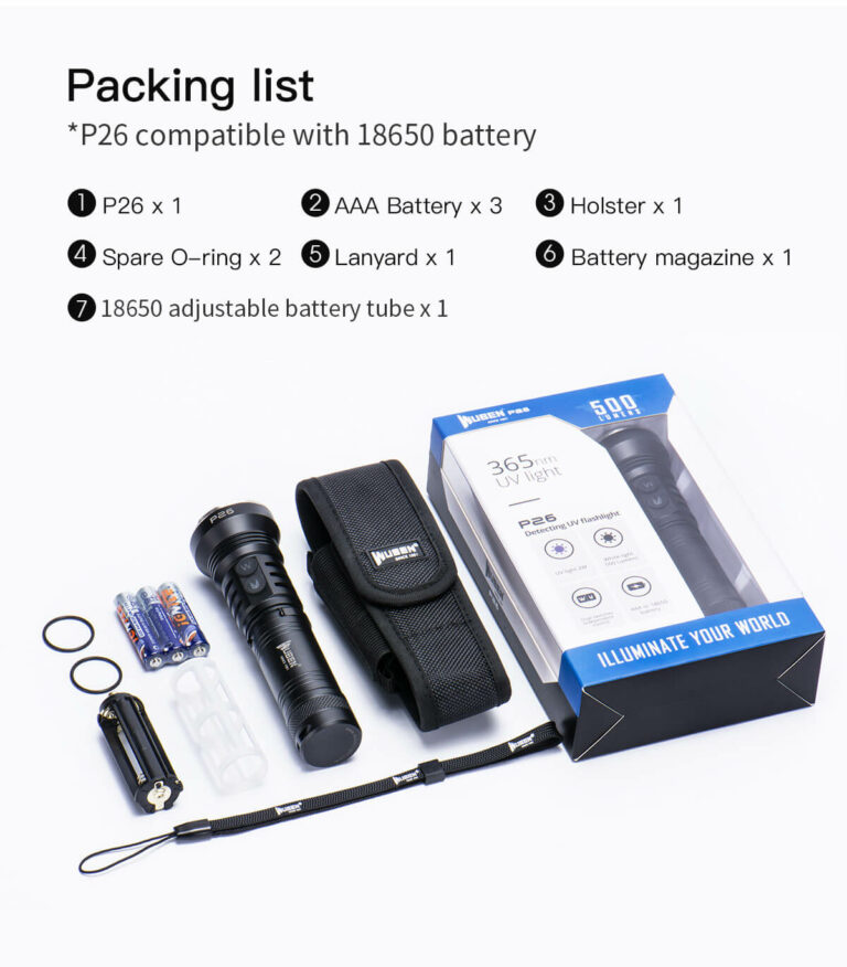 Wuben P26 Dual Light Flashlight with UV Light 365nm and White Light 500 ...