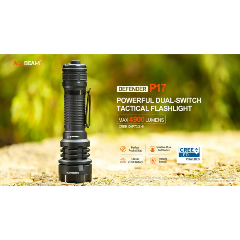 AceBeam Defender P17 Compact Tactical Flashlight – 4900 Lumens, 445 ...