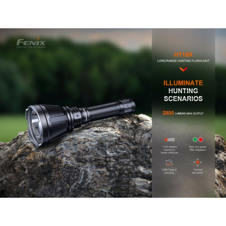 Fenix HT18R V2.0 Rechargeable Long Range Flashlight – 3700 Lumens, 1100 ...