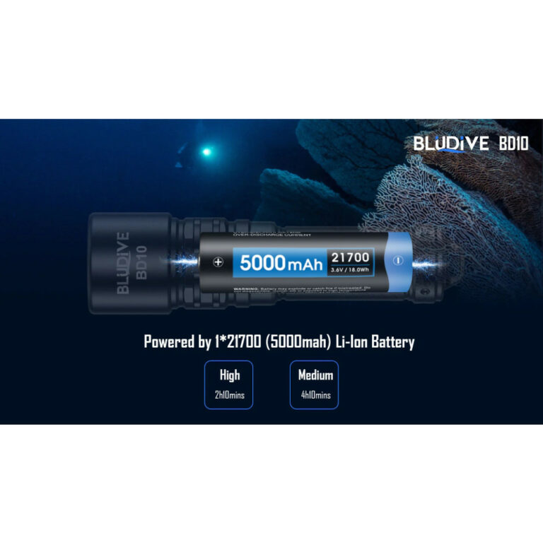 BluDive BD10 Diving Light with Rotary Switch – 1200 Lumens, 150 Metres ...