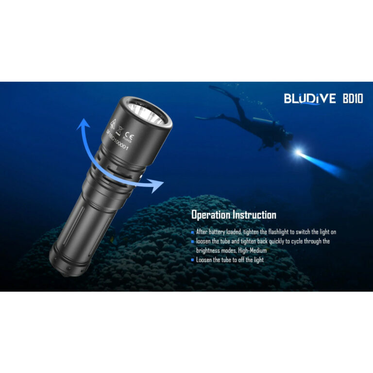 BluDive BD10 Diving Light with Rotary Switch – 1200 Lumens, 150 Metres ...