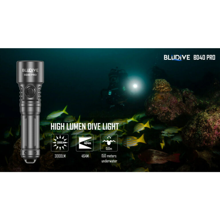 BluDive BD40 Pro Diving Light – 3000 Lumens, 150 Metres Diving Depth ...