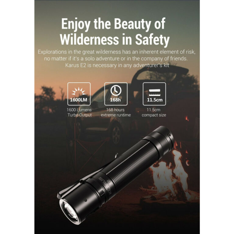 Klarus E2 Rechargeable Deep Carry Pocket Flashlight – 1600 Lumens, 190 ...
