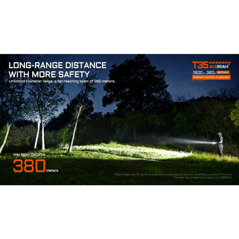 AceBeam T35 Rechargeable Compact Flashlight – 1900 Lumens, 380 Metres ...