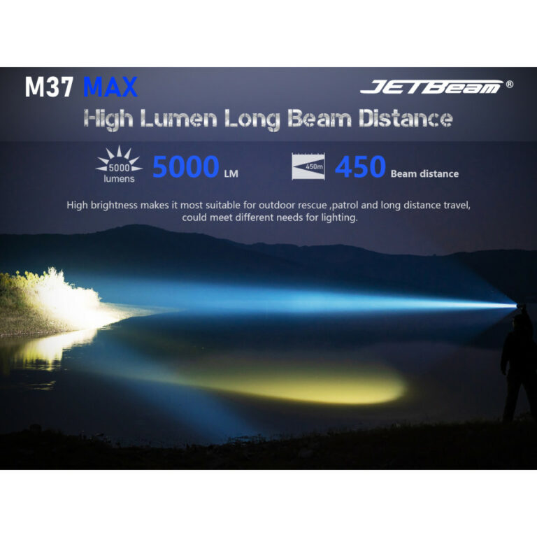 JETBeam M37 Max Rechargeable Triple Switch Tactical Flashlight – 5000 ...